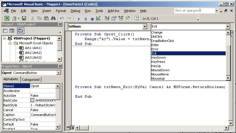 Excel Vba Kursus Vba Userforms Vba Kode